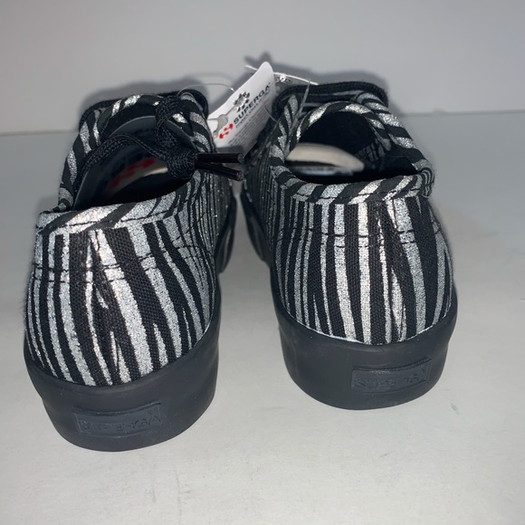 Superga | Shoes | Superga Bambino Zebra Print Black Silver Sneaker ...